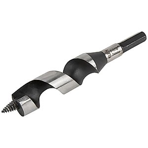 Klein Tools 53408 Steel Ship Auger Bit with Screw Point, 1-1/8-Inch x 4-Inch Twist Length For Drilling Through Wood with Nails