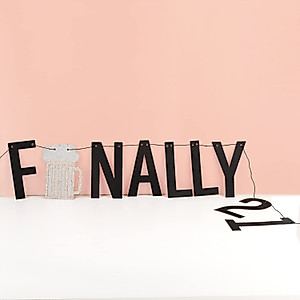 Party101 Finally 21 Banner - 21st Birthday Decorations for Her - Black & Rose Gold Glitter 21 Birthday Decorations for Her- Happy 21st Birthday Decorations for Women - 21st Birthday Banner