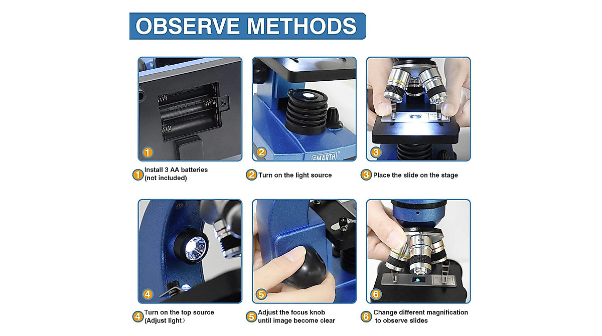Kids Microscope 40X-1000X with Educational Science Kit | Emarth