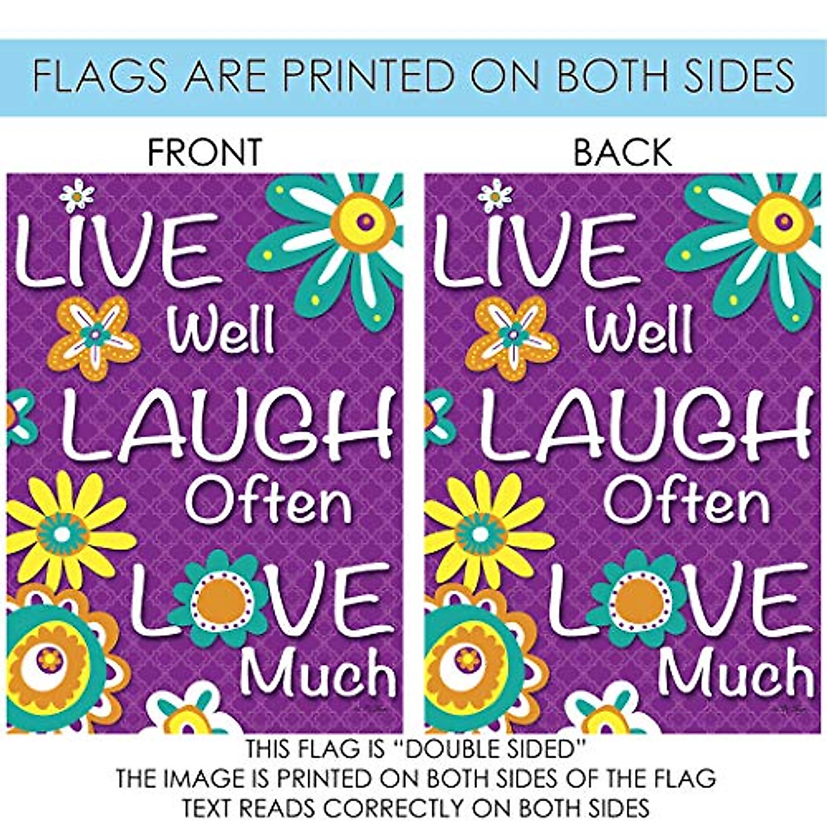 Toland Home Garden 119795 Live Laugh Love 12.5 x 18 Inch Decorative, Garden Flag (12.5" x 18"), Multicolored