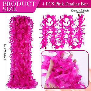 Solsew 8 Pcs Hawaii Flamingo Headband Pink Feather Boa Set Flamingo Headdress Costume Flamingo Accessories Hair Hoop for Carnival Tropical Summer Party Women Girls Kids Adult Hair Decoration