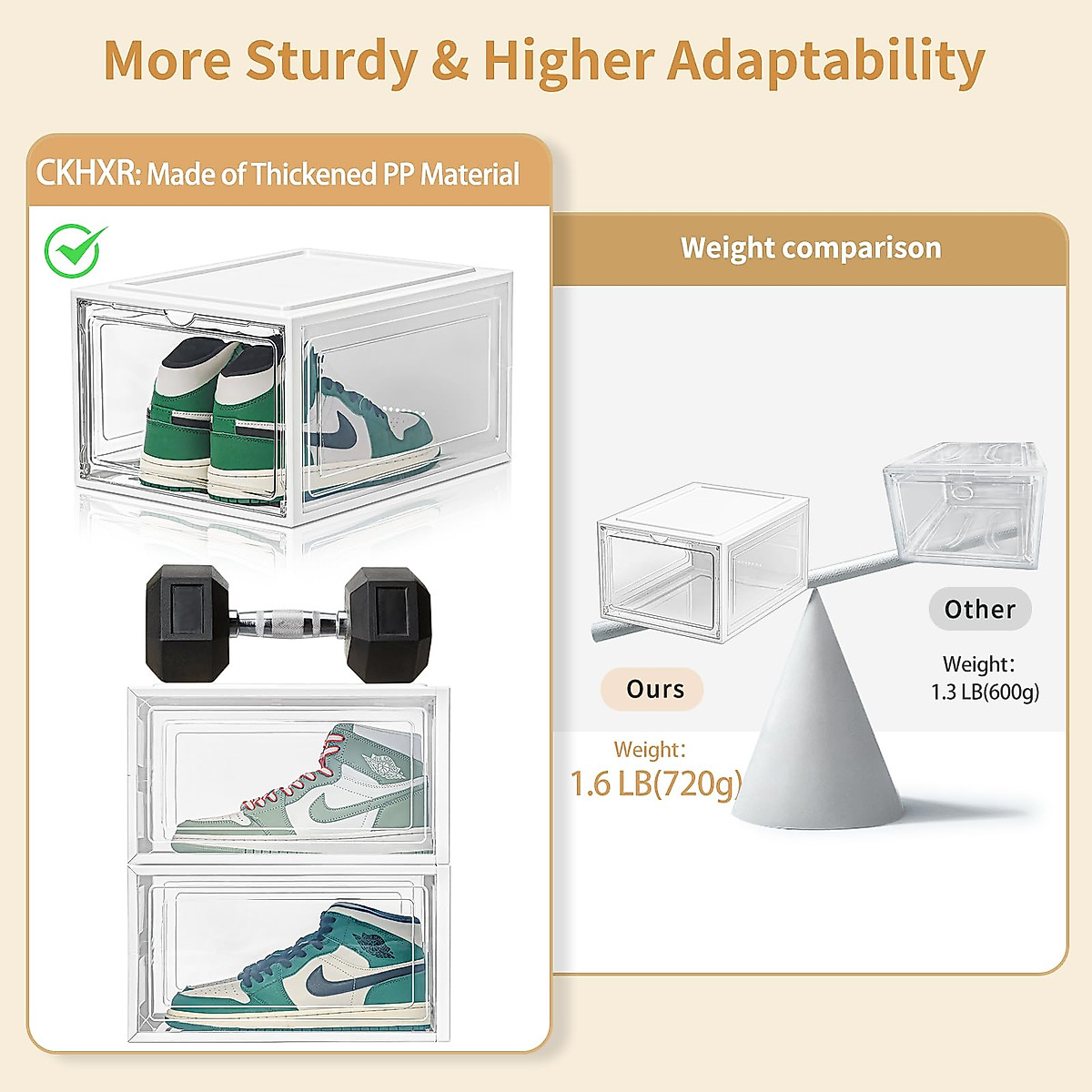 Upgraded X-Large 6 Pack Clear Shoe Storage Organizer,Stackable Shoe Rack for Closet,Plastic Shoe Boxes with Magnetic Door,Shoe Containers For Sneaker Display,Fit up to US Size13