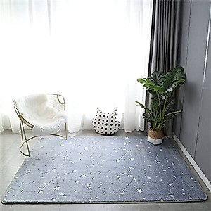 Gefosin Luminous Area Rug Glow in The Dark for Bedroom Living Room, Unique Soft Washable Modern Indoor Rugs for Children Dorm Home Decor, Blue Galaxy 6.6x6.6 Feet