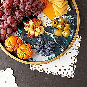 Round Serving Tray, Marble Print for Ottoman or Countertop (12 In)