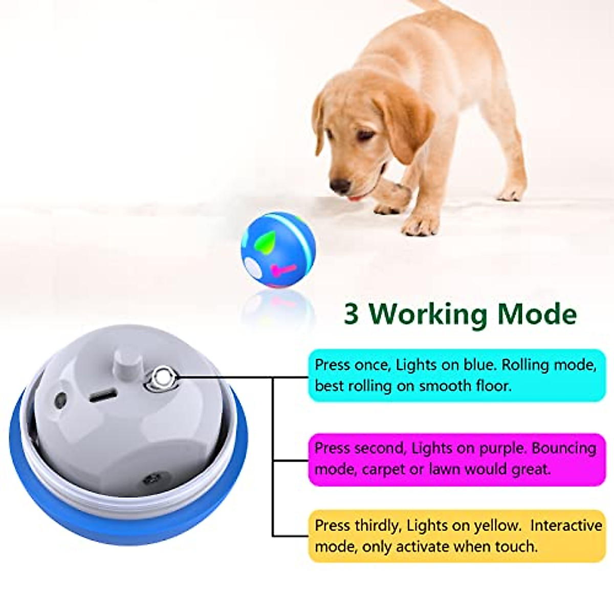 AUKL Interactive Dog Toys Wicked Ball Self Moving Motion Activated Ball