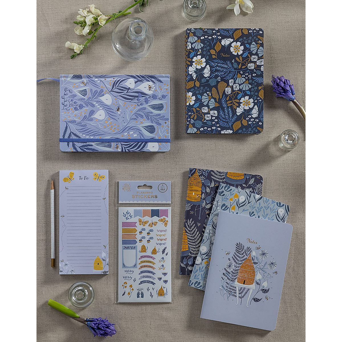 High Note Personal Planning Notebook, Non-Dated Planner - Garden Bee, 144 Lined Pages, 6" x 8.25"