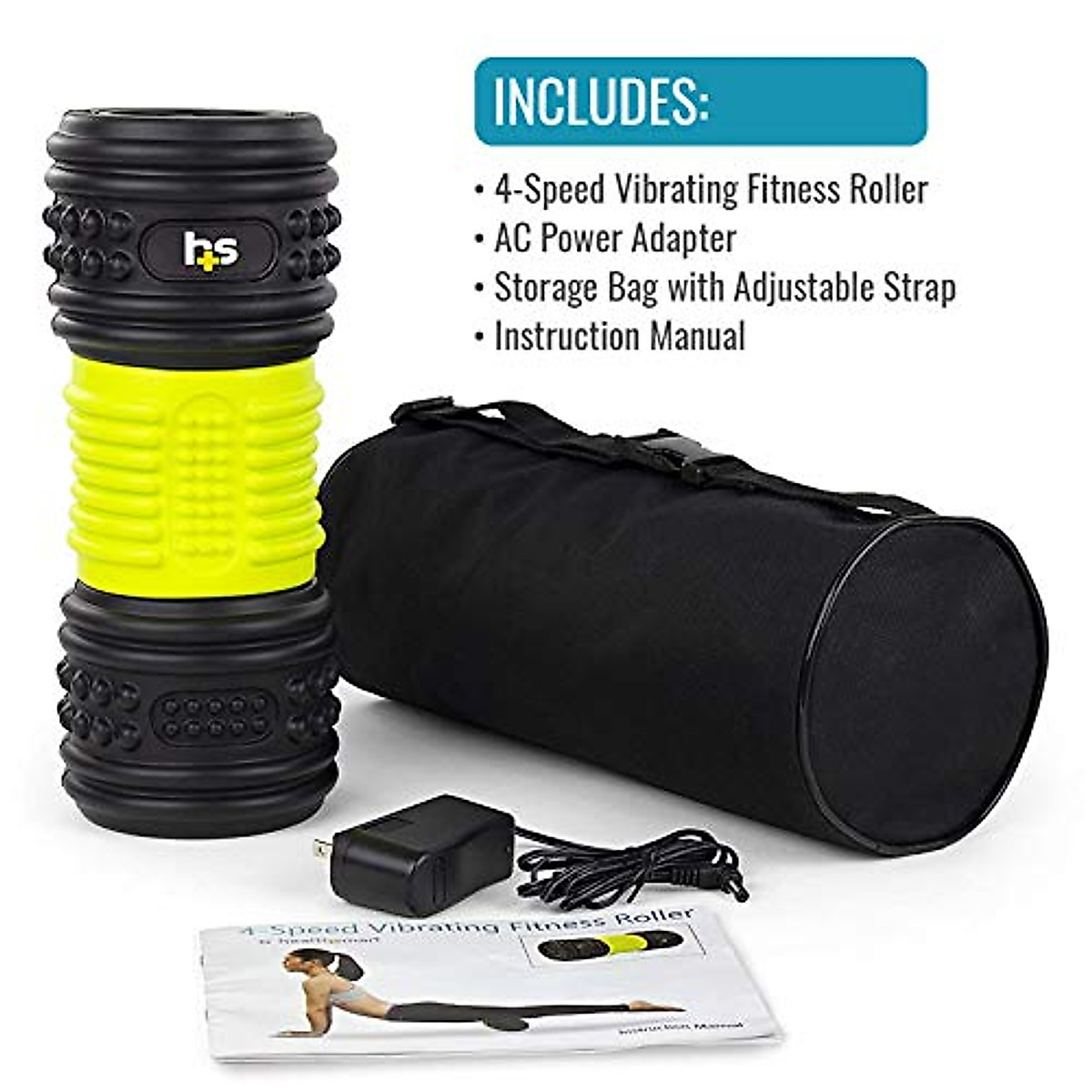 HealthSmart Vibrating Foam Roller, FSA & HSA Eligible Massage Roller and Muscle Roller for Exercise and Physical Therapy with Four Speed Vibrations and Deep Tissue Massage, Firm Density