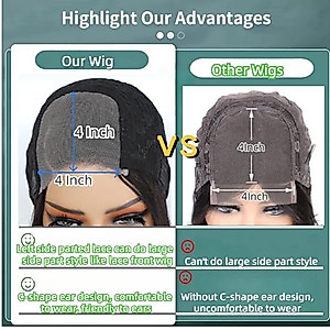 KeepMe 14 Inch Wear and Go Glueless Wigs Human Hair Pre Plucked Water Wave Bob Wig Human Hair Wigs 180% Density Glueless Wig Pre Cut Lace for Beginners 4x4 Lace Closure Wig for Women