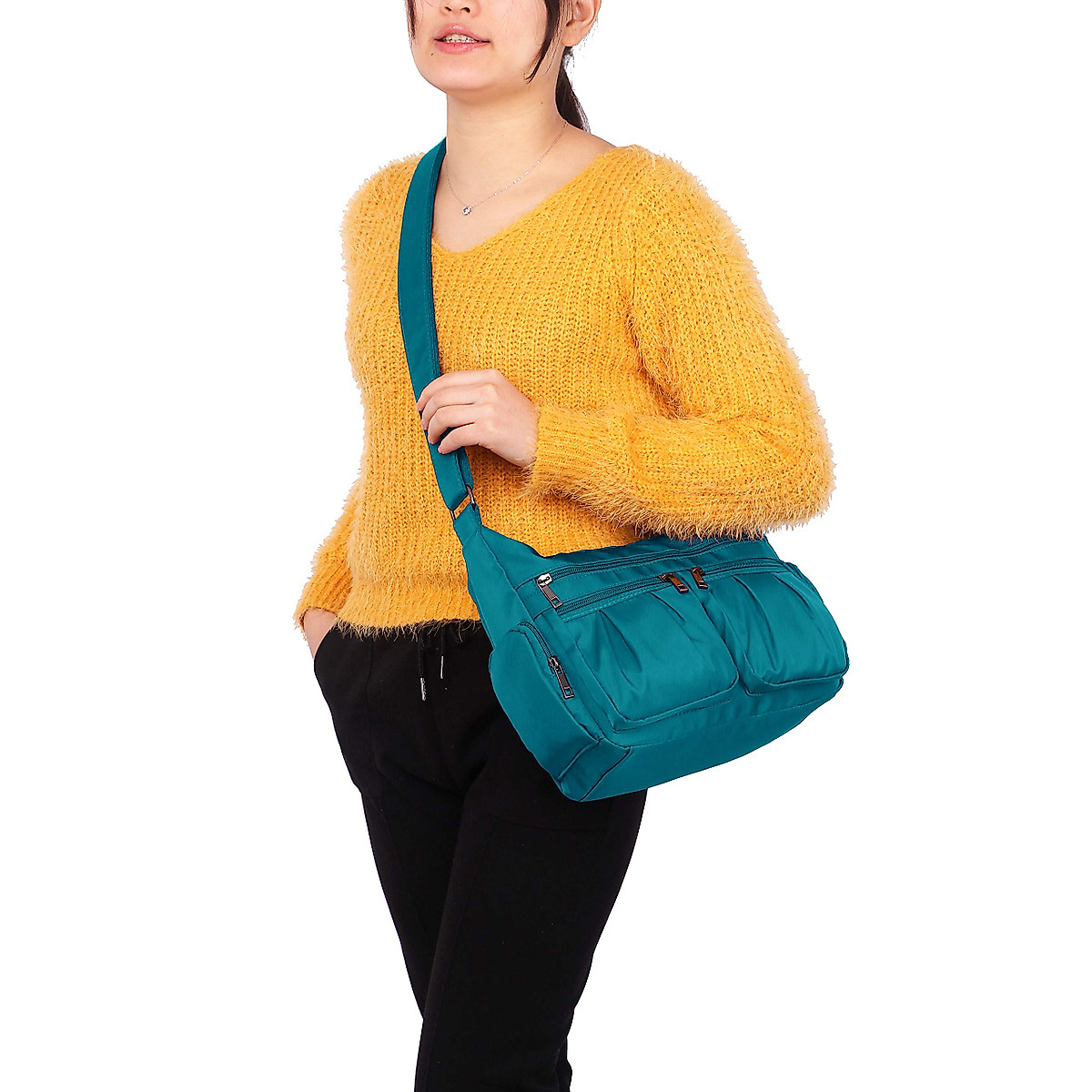 VOLGANIK ROCK Crossbody Purses for Women Shoulder Handbags Lightweight Waterproof Nylon Travel Bag Ladies Pocketbooks(Lake Blue)