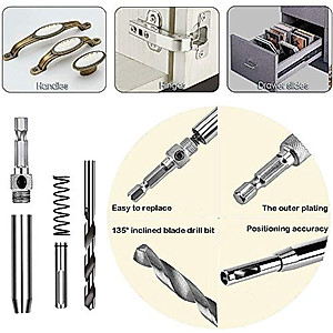 Bestgle 16 in-1 Center Drill Bit Set, 8pcs 1/4" Hex Shank Self Centering Hinge Hole Drilling Tool Kit for Woodworking Window Door Hinge with 1 Hex Key & 8 Replacement Drill Bits & Plastic Storage Case