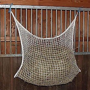 Happyyami Rabbit Hay Mesh Organizer Bags Slow Feed Hay Net Horse Feeder Full Day Hay Net Slow Feed Bag Hay Storage Pouch with Hanging Ropes for Horse Livestock 90x80cm Outdoor Products Bunny Supplies