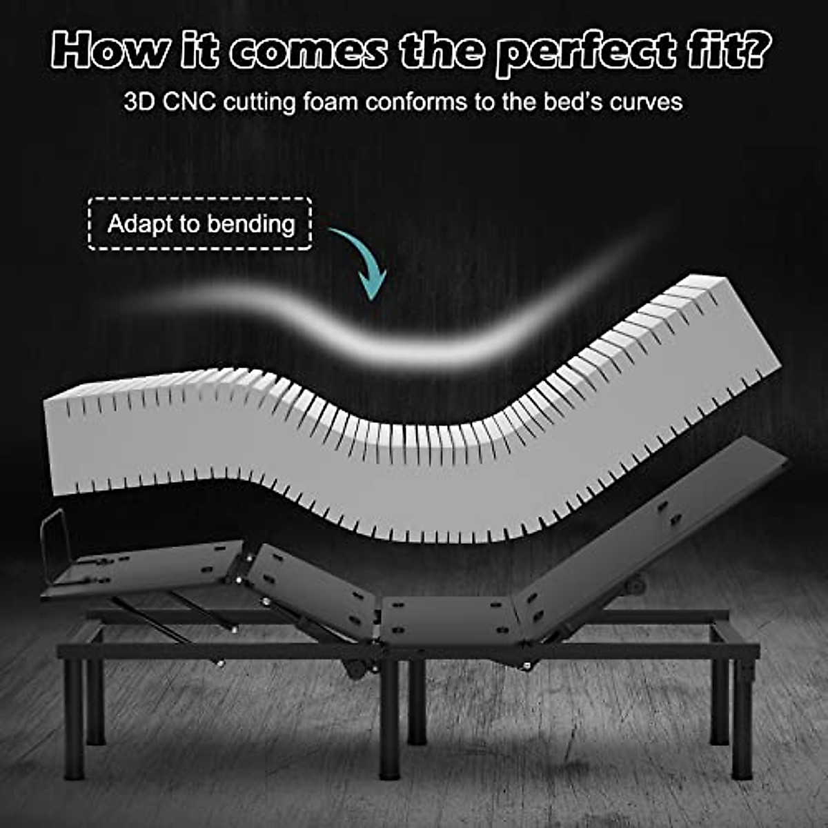 Giantex 10 Inch Twin XL Mattress, 3D CNC Cutting Foam Mattress for Adjustable Bed Base, Gel Infused & Bamboo Charcoal Memory Foam Mattress, CertiPUR-US Certified, Mattress in a Box, Medium