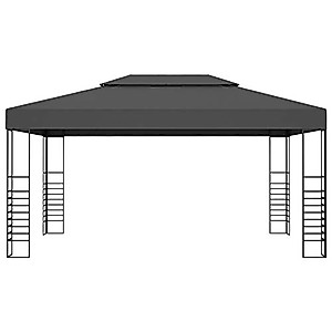 Garden Gazebo with Hardware Kits, Outdoor Galvanized Steel Double Roof Permanent Gazebo Canopy 118.1"x157.4" Anthracite
