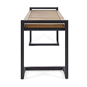 Christopher Knight Home Noel Outdoor Industrial Acacia Wood and Iron Bench, Teak Finish/Black Metal