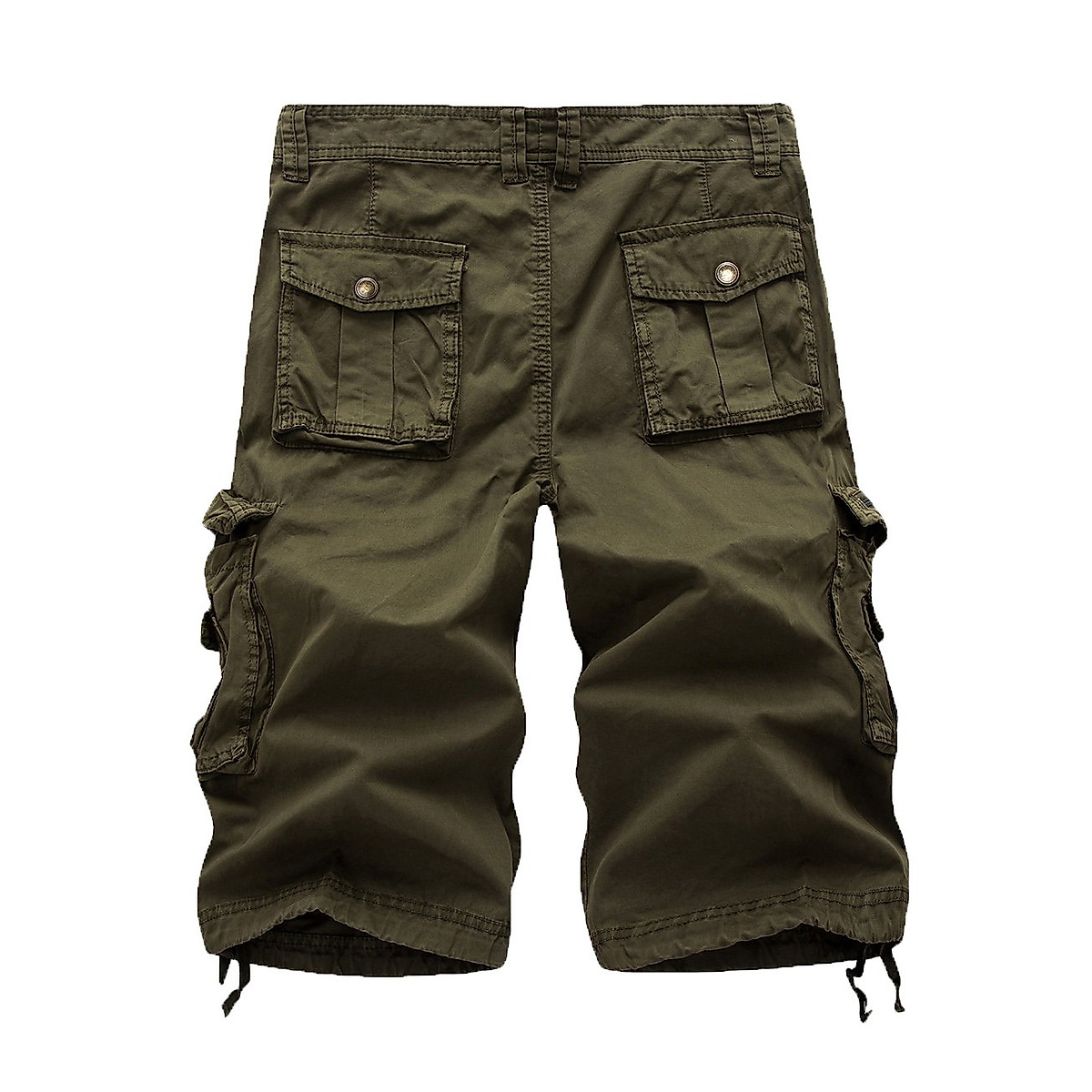 FOURSTEEDS Women's Cotton Loose Zipper Multi-Pockets Twill Bermuda Drawstring Women Cargo Shorts Army Green US 14