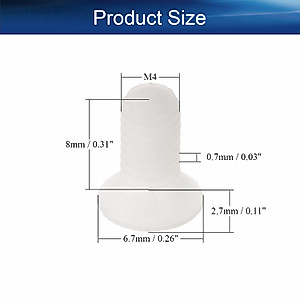 Yinpecly 100Pcs M4 × 8mm Nylon Machine Screws 304 Stainless Steel Phillips Pan Countersunk Flat Head Screw Plastic Fasteners Bolts White