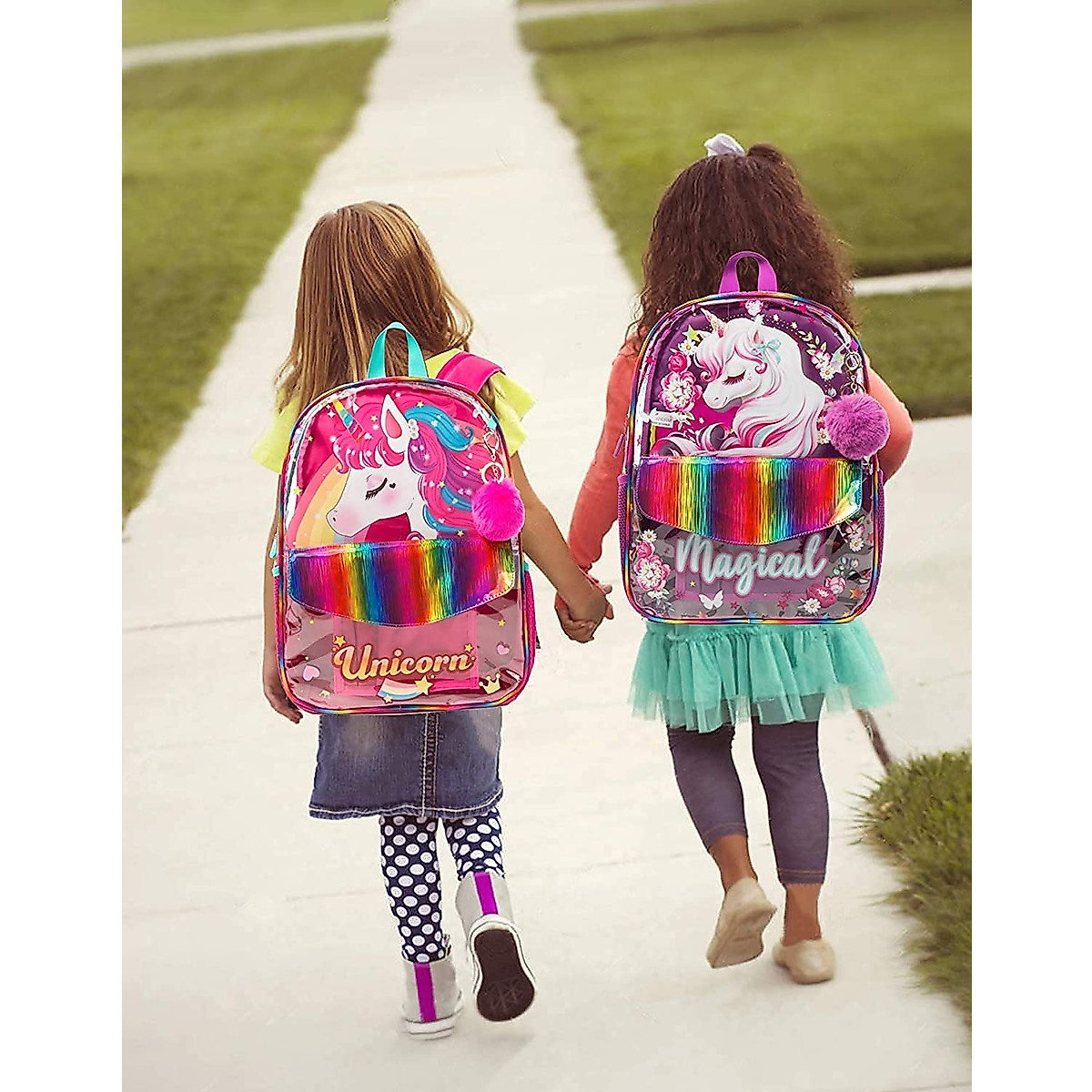 School Kids Unicorn Clear Backpack for Girls Heavy Duty PVC Transparent Backpacks See Through 16" Preschool Bag with Crossbody Bag Toddlers Kindergarten Travel Bag Red