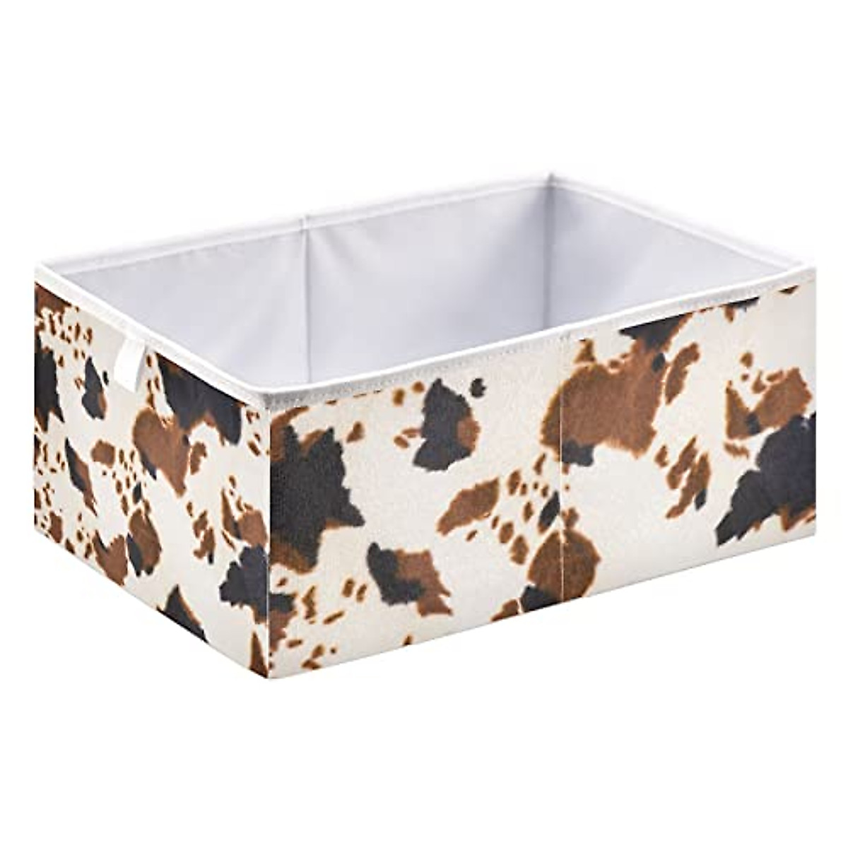 Cube Storage Bins 11 x 11 Cow Printed Storage Cubes for Shelf Closet Collapsible Cubby Organizer Basket Black Brown