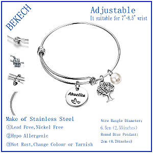 BEKECH Spanish Grandma Jewelry Abuelita Expandable Wire Bangle Bracelet Abuela Jewelry Mother’s Day Gift for Abuelita
