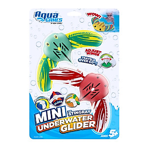 Aqua Mini Stingray Gliders - 2 Pack - Underwater Pool Toys with Adjustable Fins Travel Up to 40 Feet