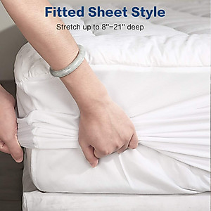 Abakan King Mattress Pad Cover Pillow Top Down Alternative Fill Cotton Top Cooling Breathable Soft Mattress Topper Fitted 8"-21" Deep Pocket
