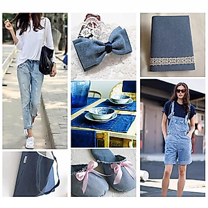 Denim 10.5 OZ 100% Cotton Fabric-150cm/59 Inches Wide Blue Washed Jean Fabric(Size:3 Yard,Color:Light Blue)