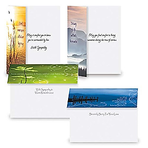 Mega Sympathy Greeting Card Value Pack - Set of 40 (20 designs), Large 5" x 7", Sympathy Cards with Sentiments Inside, White Envelopes
