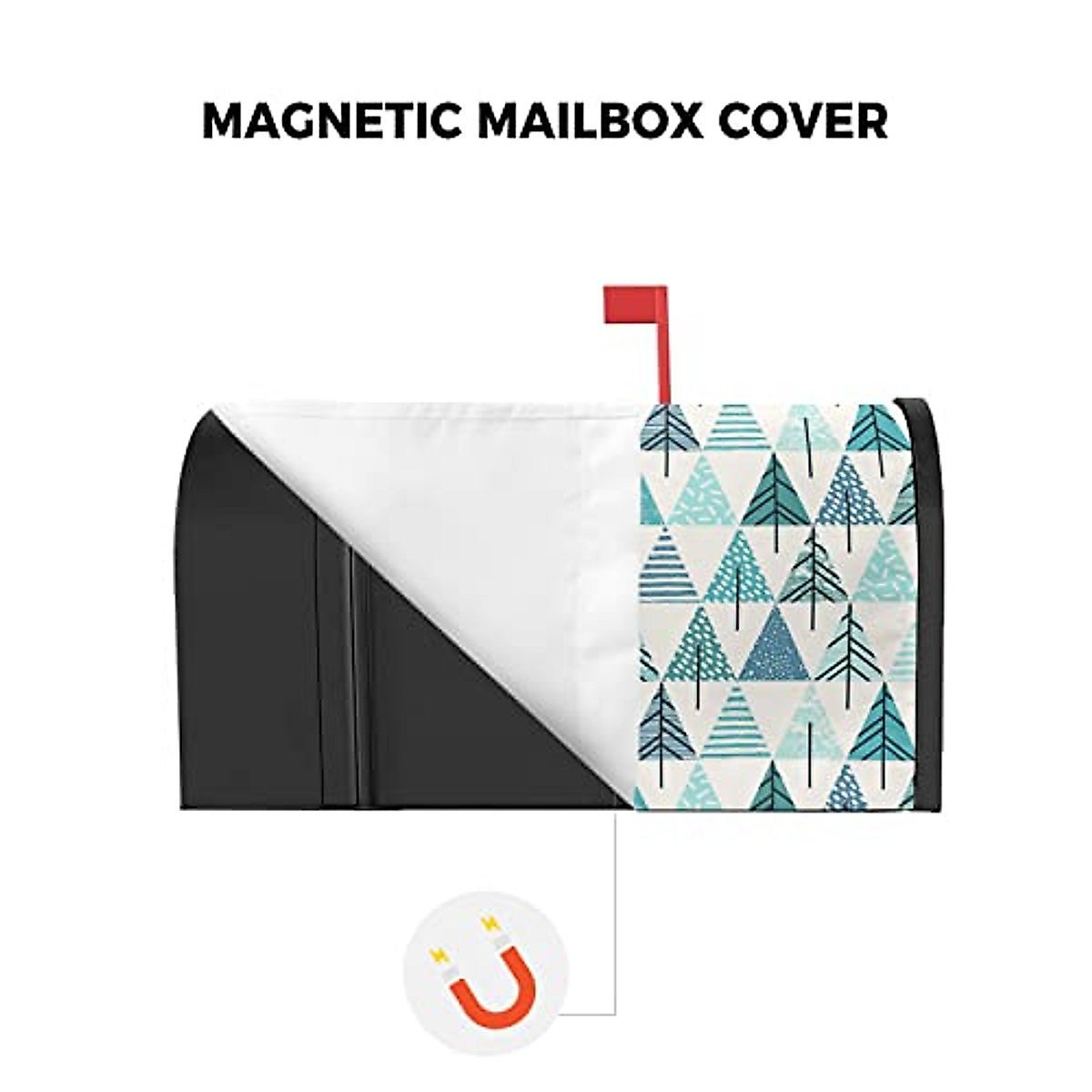 Christmas Mailbox Cover Magnetic Christams Xmas Tree Tile Pattern Pine Simple Strokes Post Box Cover Waterproof Durable Mailbox Wraps for Farmhouse Outdoor Garden Home Decor Standard Size 25 X 21in