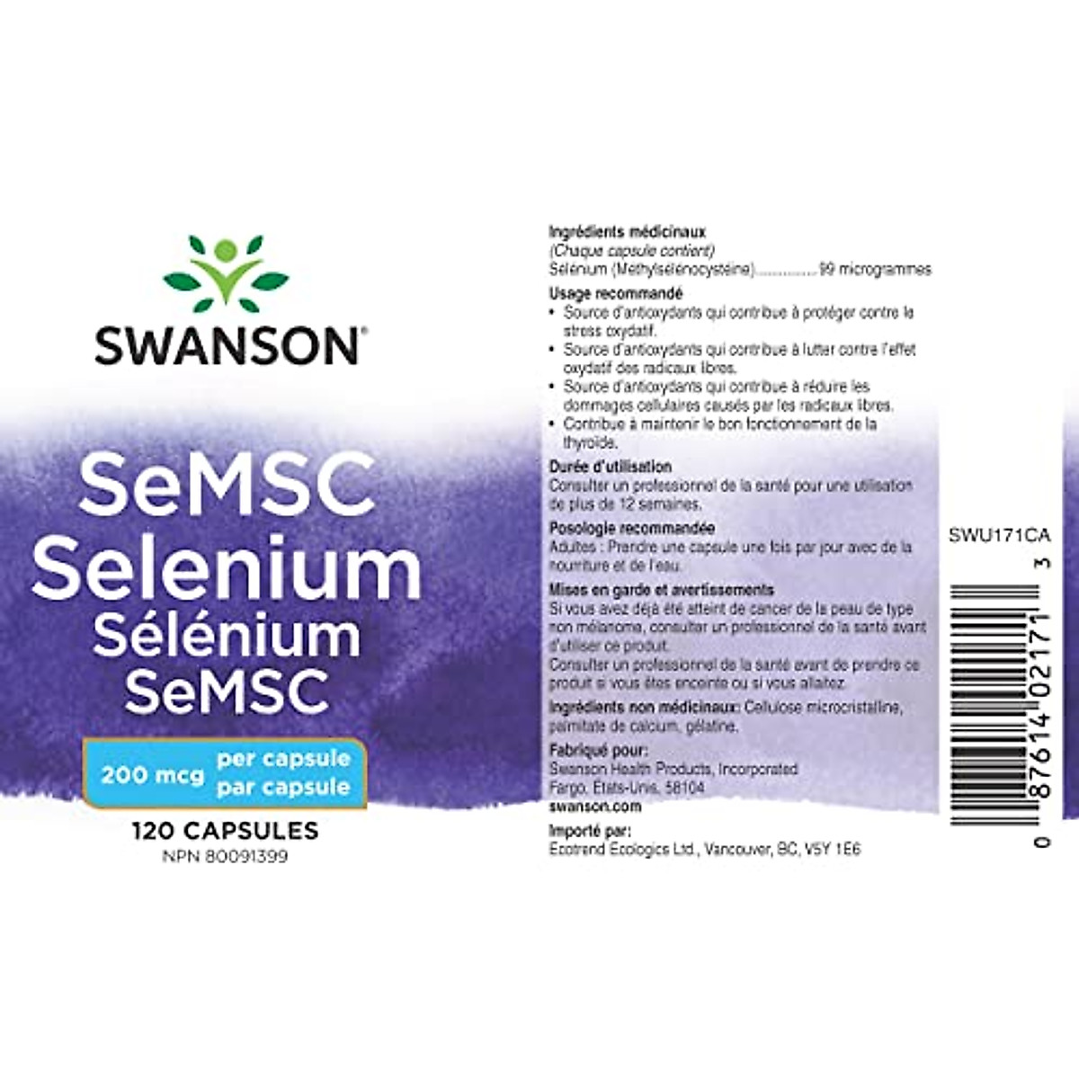 Swanson Semsc Selenium 200 mcg 120 Capsules