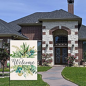 Winotic Spring Decor Garden Flag 12.5x18 Inches, Floral Leaves Welcome Flag Vertical Double Sided, Outdoor Spring Decoration Farmhouse Small Flag for Yard Lawn Home Decor (12.5"x18")