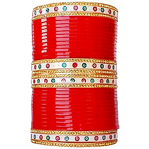 JD'Z COLLECTION Indian Bangles Set Red Color Bollywood Ethnic Bangles Chura Bangles Set Choora Bangles For Women Wedding Party wear (Style-1, 2.6)
