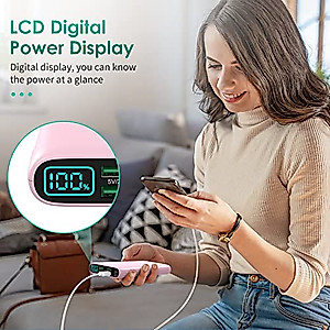 Portable Charger 38800mAh,LCD Display Power Bank,4 USB Outputs Battery Pack Backup, Dual Input USB-C in&out Phone Charging Compatible with iPhone 15/14/13 Pro Max/12,Android Samsung Galaxy/Pixel-Pink