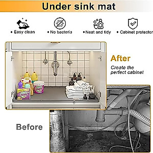 Under Sink Mat for Kitchen Waterproof, 34" × 22" Silicone Bathroom Sink Mat, under sink Liner drip tray and protectors for bottom of kitchen sink, Fits 36'' Stand Cabinets (Gray)
