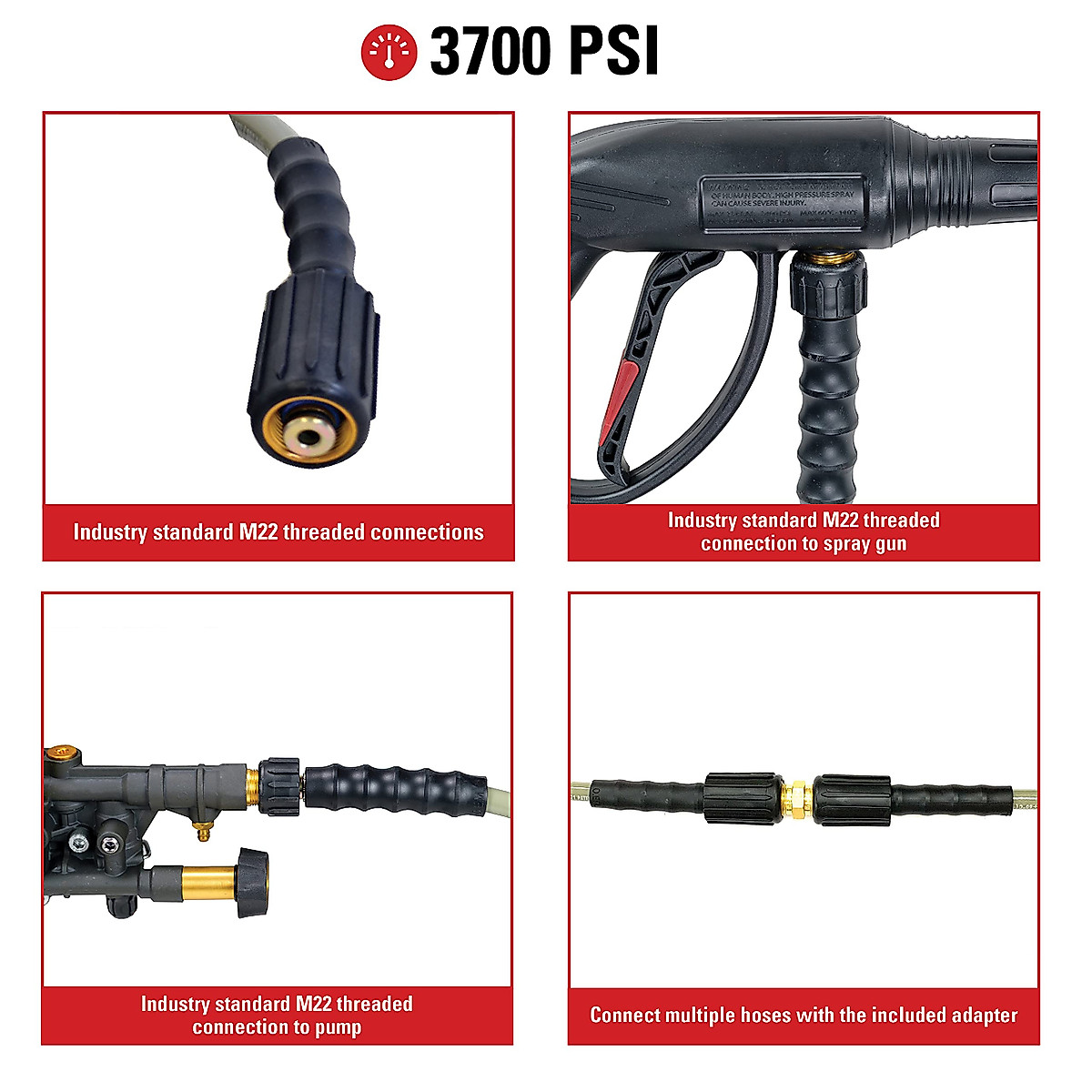 Simpson Cleaning 40225 Morflex Series 3700 PSI Pressure Washer Hose, Cold Water Use, 5/16 Inch Inner Diameter, 25 Feet, Natural