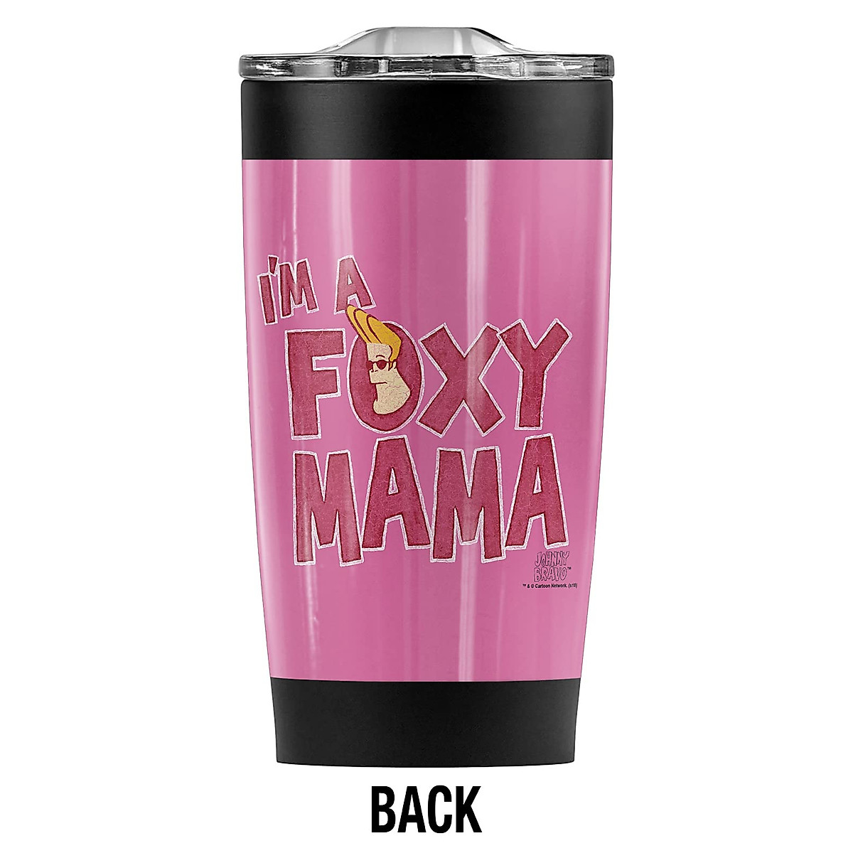 Logovision Johnny Bravo Foxy Mama Stainless Steel Tumbler 20 oz Coffee Travel Mug/Cup, Vacuum Insulated & Double Wall with Leakproof Sliding Lid | Great for Hot Drinks and Cold Beverages