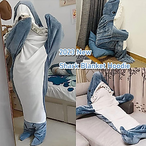 Shark Blanket - Shark Blanket Hoodie Adult,Wearable Shark Blanket Adult or Shark Sleeping Bag,Super Soft Cozy Flannel (XXXL)