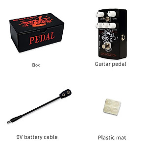 pigtone Distortion Guitar Pedal, Distortion Guitar Pedal for Electric Guitar Effect Natural Tight Pedal True Bypass Black PP-30