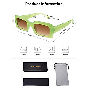 Allarallvr Trendy Rectangle Sunglasses for Women Men Vintage 90's Square Shades Thick Frame Nude Sunnies Sunglasses AR82002, Green