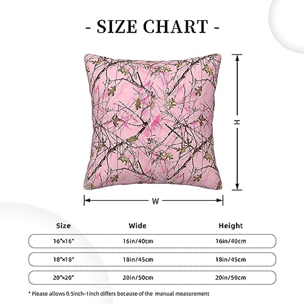 Pink Leaves Camo Throw Pillow Covers Corduroy Pillowcases Soft Square Cushion Case Decorative Cushion Covers for Bedroom Sofa Farmhouse 16"x16"