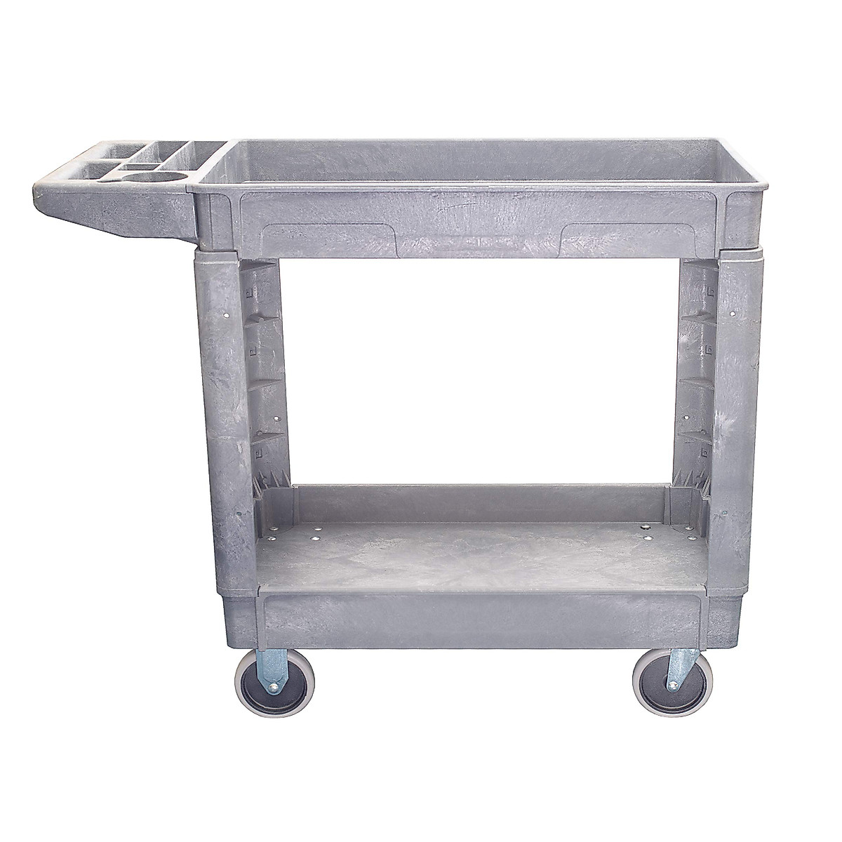 550lb Capacity Heavy Duty Plastic Utility Cart 40" L x 17-1/4" W with Handle 2 Shelves Pake Handling Tools