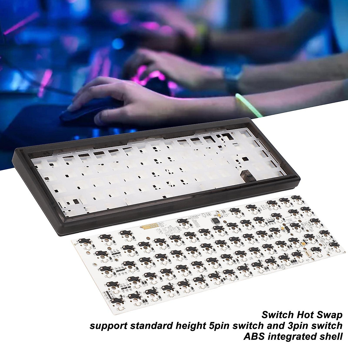 Pomya DIY Mechanical Keyboard Kit, 67 Keys Modular Mechanical Keyboard, Wired Switch Hot Swap RGB Backlit Support 5pin 3pin Switch Gaming Keyboard(Black)