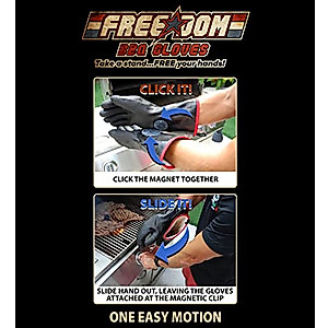 MagneCHEF Freedom BBQ Glove, Heat Resistant 932℉, Easy On & Off Glove for Grill/Smoker/Cooking/Pit/Barbecue/Oven/Fryer, Textured Palm No Slip Grip, Waterproof & Oil Resistant (Black Traditional Fit)