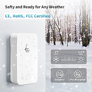 Door Bell Ringer Wireless, Batteryless Wireless Doorbell Loud Enough, Smart Remote Wireless Doorbells for Home Apartment Classroom Office, One Self-Powered Push Button & Two Plug in Receivers, White