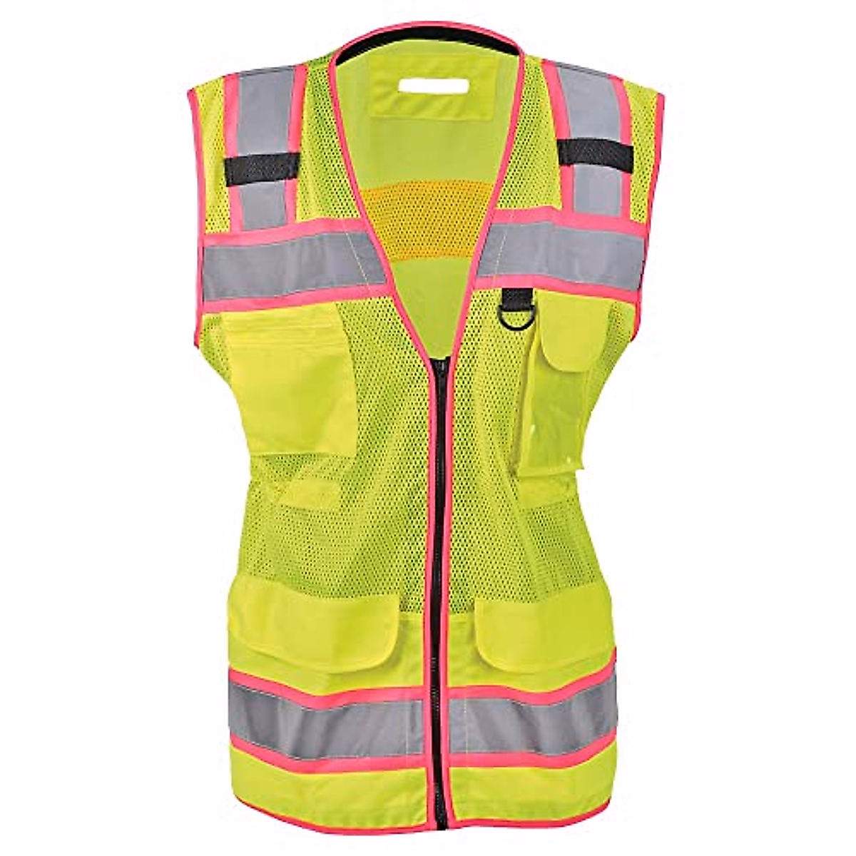 J. J. Keller & Associates, Inc. Women's High Visibility Safety Vest with Pink Trim, Type R Class 2, Medium, SAFEGEAR