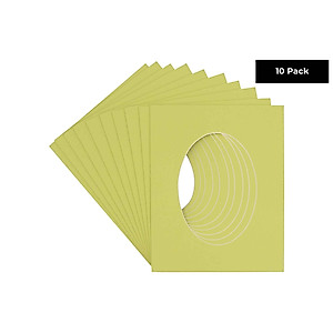8x10 Mat Bevel Cut for 5x7 Photos - Precut Pistachio Green Oval Shaped Photo Mat Board Opening - Acid Free Matte to Protect Your Pictures - Bevel Cut for Family Photos, Pack of 10 Matboards Show Kits