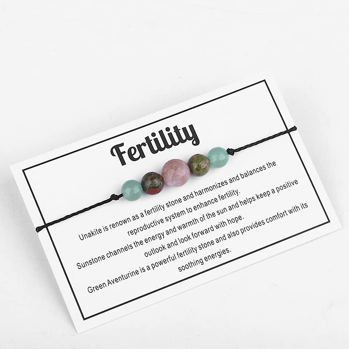 COLORFUL BLING Natural Healing Stone Quartz Crystal Bead Bracelet with Meaningful Card for Women Men Spiritual Anxiety Reiki Chakra Bracelets Protection Jewelry-fertility