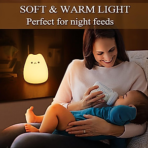 SMOORITA Cute Cat Lamp, Kitty Night Light for Girls Bedroom, Gifts for Women Teen Girls Kids Baby, Kawaii Lamp Nursery Nightlights Room Decor