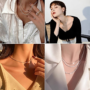 MILACOLATO 925 Sterling Silver 2MM Sparkle Mirror Link Chain for Women 18K Gold Plated Durable Italian Silver Choker Necklace Chain Jewelry - Lobster Claw Clasp 16/18/20/22/24/26 Inches