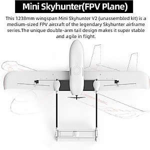 Sonic Modell Mini Skyhunter V2 FPV Airplane, FPV Racer RC Airplane for Adults with 1238MM Wingspan, Mini Size FPV UAV Platform RC Plane (KIT Version,White)
