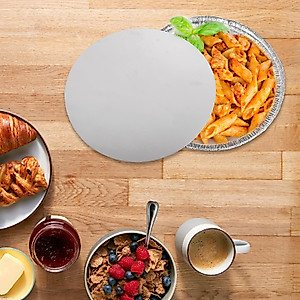 ABuff 50 Pack 9 Inch Round Aluminum Pans with Lids, Disposable Foil Pans Pie Tins Tray, Takeout Food Containers for Baking Roasting Broiling Cooking Storage and Takeout, Freezer & Oven Safe